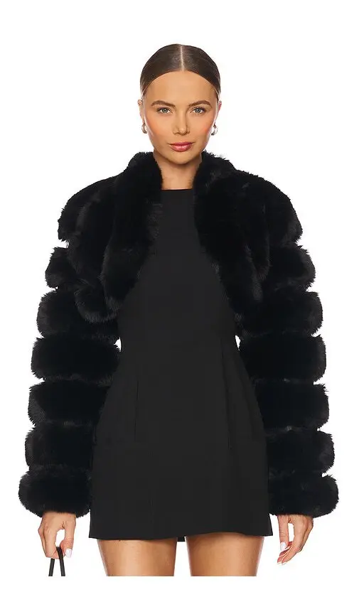 Adrienne Landau Faux Fox Fur Short Jacket - Jet Black | Editorialist